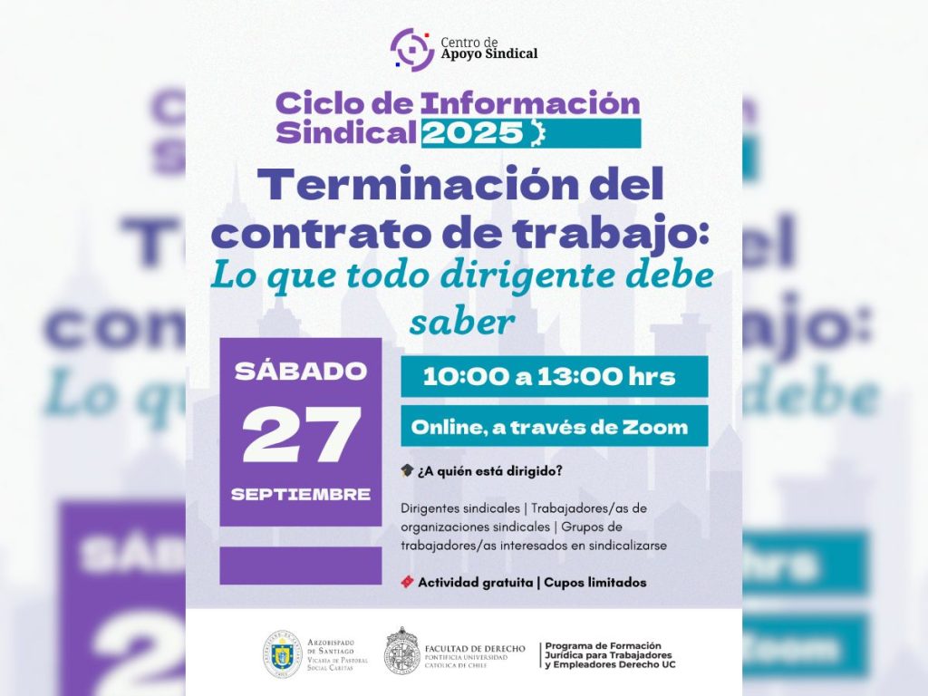 Inscripciones abiertas para Ciclo de Información Sindical Septiembre 2025 - sindical.cl